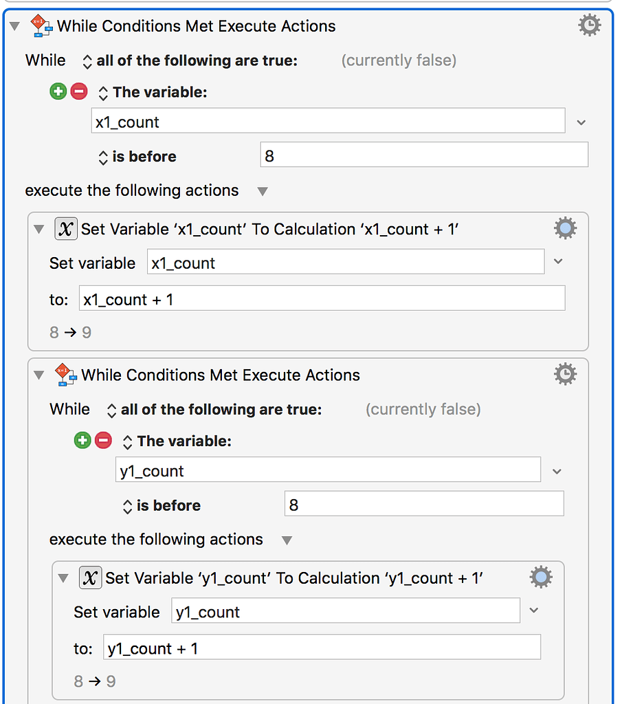 Iterating through arrays for mouse clicks using nested while loops ... Iterating through arrays for mouse clicks using nested while loops ...