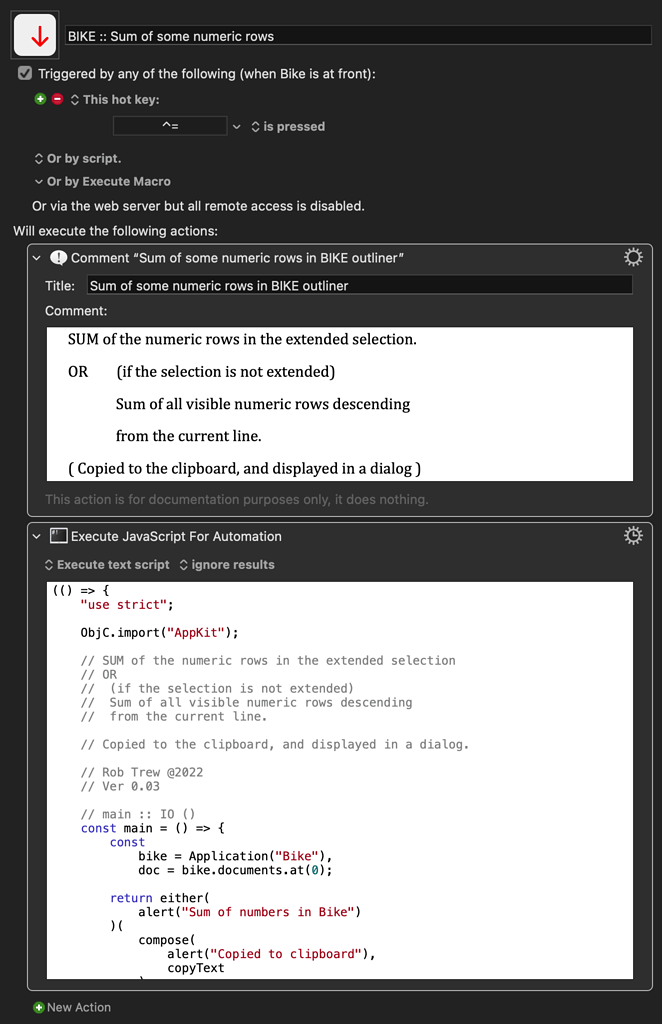 BIKE Outliner Sum Of Numeric Rows Macro Library Keyboard Maestro