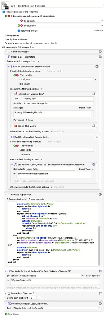 Getting Credentials From 1password 7 Via Cli Macro Library Keyboard Maestro Discourse 