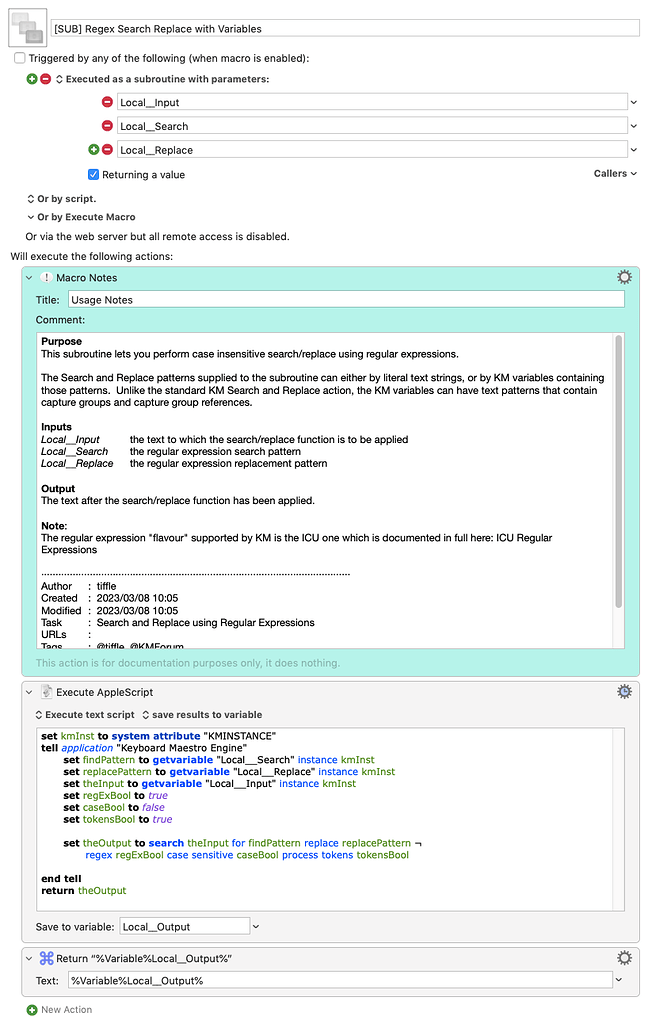 Subroutine To Perform Search Replace Using Variable Patterns Macro Library Keyboard Maestro