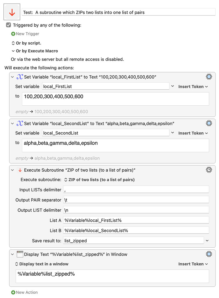 Zip Of Two Lists Into A Single List Of Pairs Subroutine Macro Library Keyboard Maestro