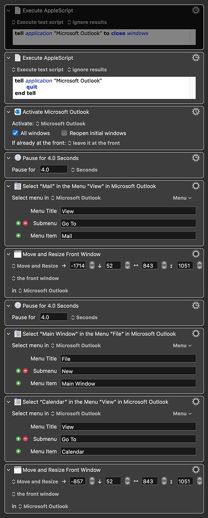 Help With Km Macro That Opens Separate Windows For Mail And Calendar View Questions
