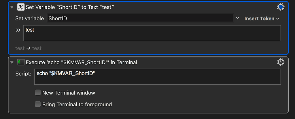 Using Keyboard Maestro Variable In ‘execute A Script In Terminal Action Plug In Action