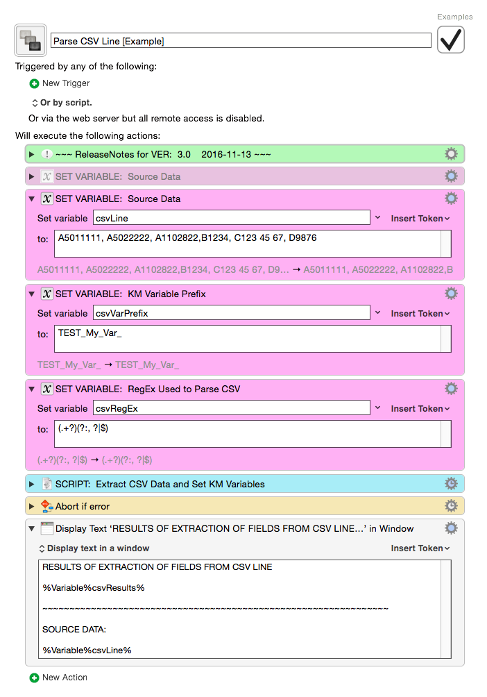 Parse CSV Comma Separated Values Line Example Macro Library