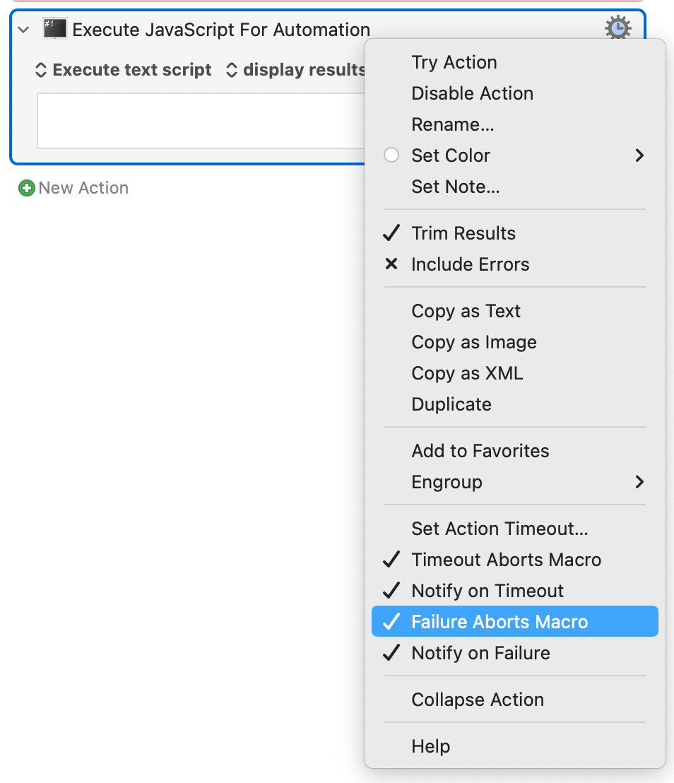 Macro Stops when JS fails - Questions & Suggestions - Keyboard Maestro ... Macro Stops when JS fails - Questions & Suggestions - Keyboard Maestro ...
